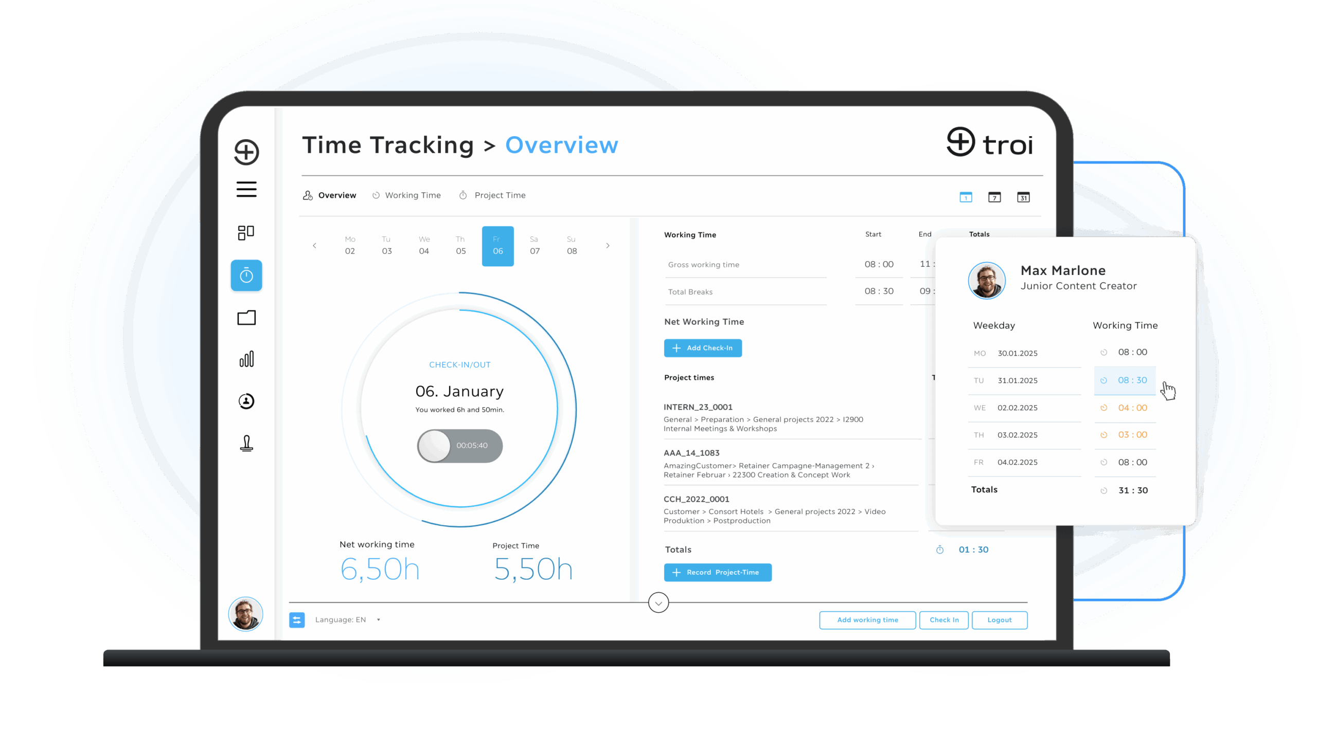 PSA with Integrated Time Tracking for Professional Services | Troi